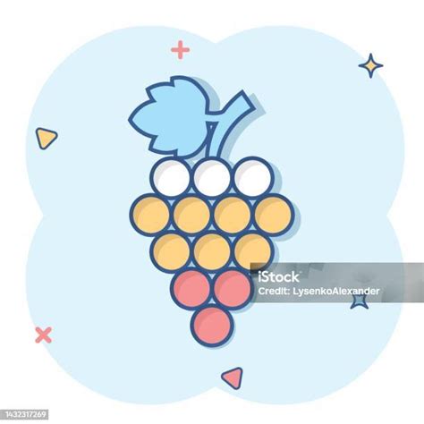 포도 과일 만화 스타일의 기호 아이콘입니다 흰색 고립 된 배경에 포도 벡터 만화 그림입니다 와인 포도 비즈니스 개념 스플래시 효과 건강한 식생활에 대한 스톡 벡터 아트 및