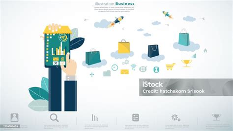 손 제스처 를 잡고 태블릿을 사용 하 여 평면 스타일 아이콘 온라인 쇼핑 개념 종이 가방 종이 로켓 접기 인포 그래픽 템플릿 0명에 대한 스톡 벡터 아트 및 기타 이미지