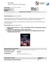 Criteria A Sexual Health Docx Health Year Physical Education Unit Title Unit E Health