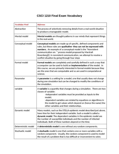 Final Exam Computer Modeling And Science Csci 1210 Docsity