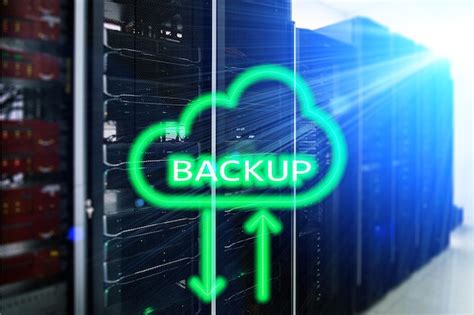 Premium Photo Backup System Recovery Technology Concept On Modern Server Room Background