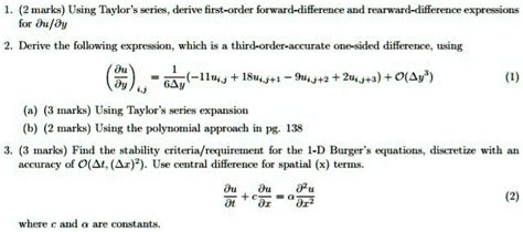 Solved 2 Marks During Taylors Series Derive First Order Forward Difference And Backward