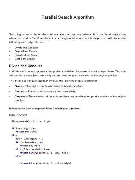 Parallel Search Algorithm Pdf