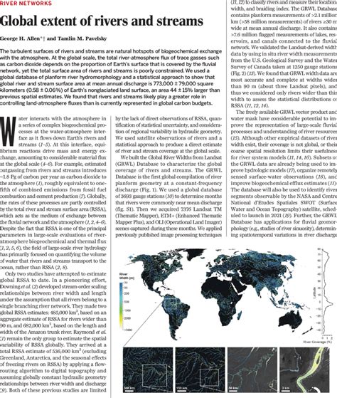 The Global River Widths From Landsat Grwl Database Contains More Than Download Scientific