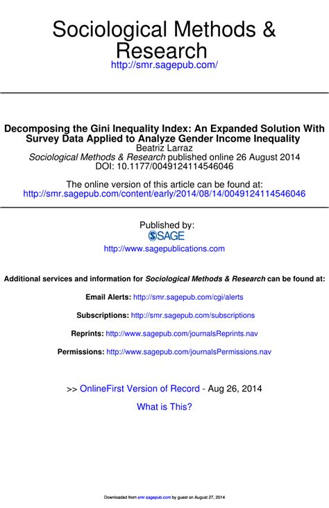 Pdf Decomposing The Gini Inequality Index An Expanded Solution With