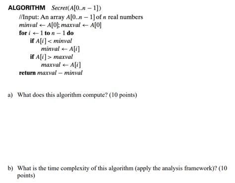 Solved ALGORITHM Secret A O N Input An Array Chegg