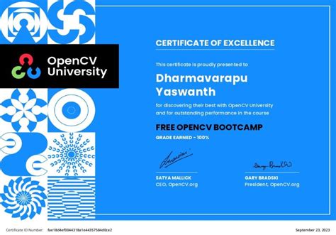 Yaswanth D On Linkedin Opencv Computervision Learningjourney Certificate Gratitude