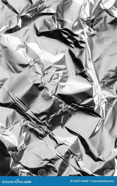 Crinkled Aluminum Foil Texture With Gray Shades Curled And Twisted