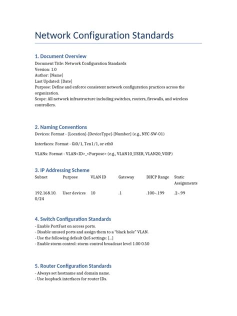 Network Configuration Standards Pdf