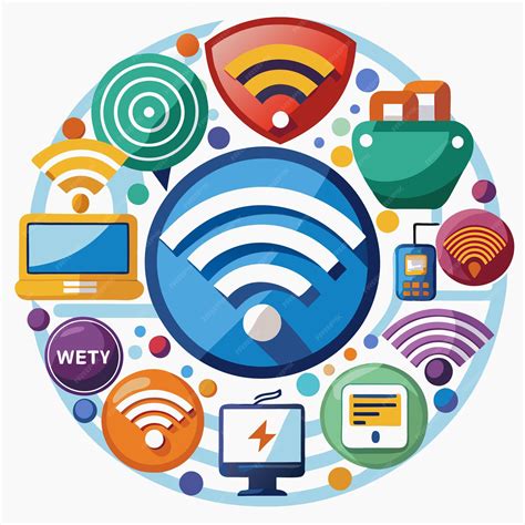 Wireless Network Connection With Icons Of Devices Premium Ai