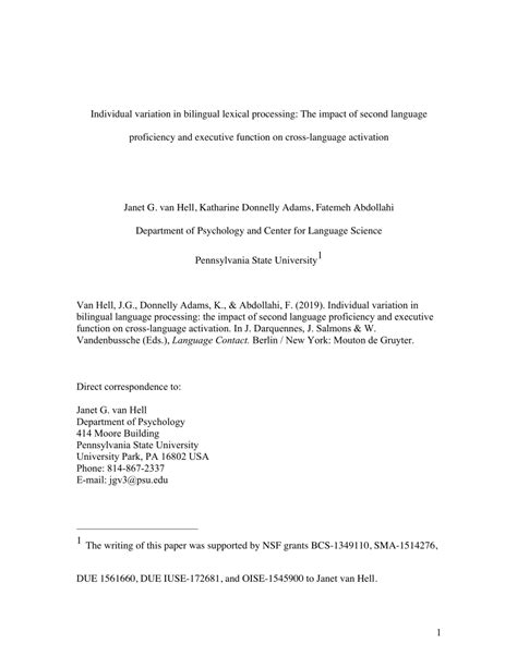 Pdf Individual Variation In Bilingual Lexical Processing The Impact
