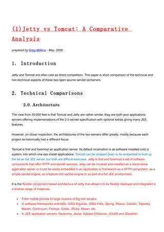 Jetty Vs Tomcat DOC