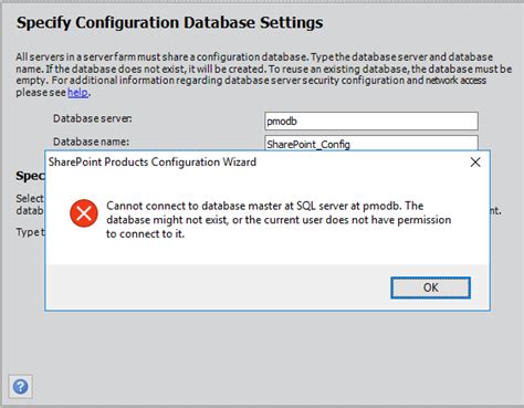 Sharepoint 2019 Cannot Connect To Database Master At Sql Server