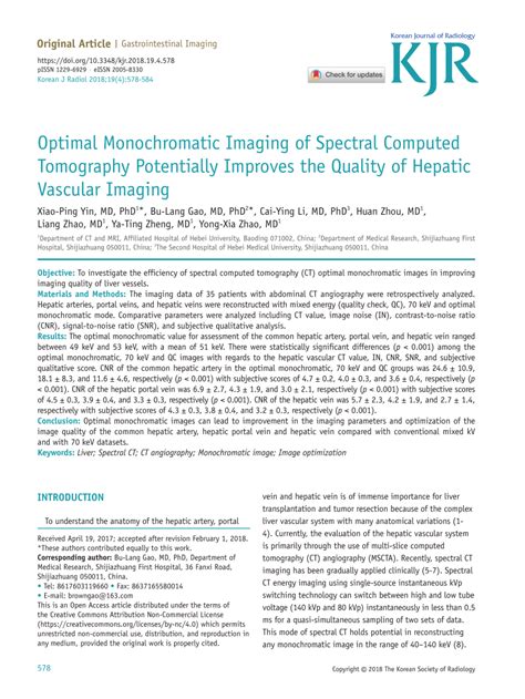 Pdf Optimal Monochromatic Imaging Of Spectral Computed Tomography Potentially Improves The