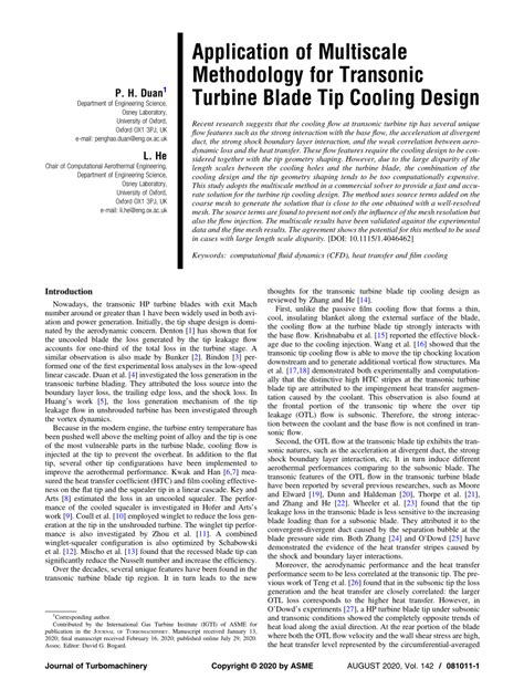 Pdf Application Of Multi Scale Methodology For Transonic Turbine Blade Tip Cooling Design