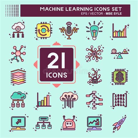 Icon Set Machine Learning Related To Machine Learning Symbol Mbe Style Simple Design Editable