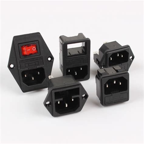 Iec C14 Ac Power Connector Socket With Fuse And Switch For Industrial Machine Male Adapter