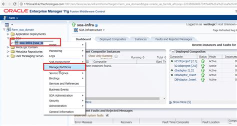 Enterprise Manager Partition In Oracle SOA Suite 12c 11g