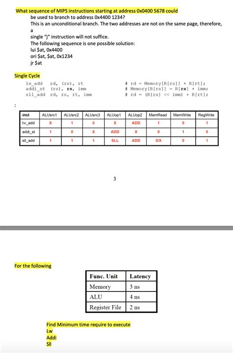 solved what sequence of mips instructions starting at