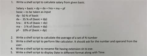 1 Write A Shell Script To Calculate Salary From