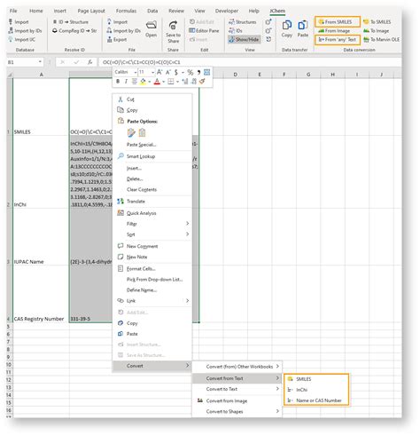 Convert Text To Structures Chemaxon Docs