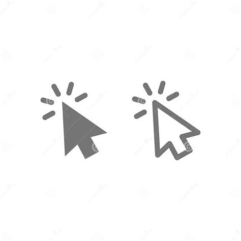 Mouse Pointer Arrow Click Line And Fill Vector Icon Set Stock Vector