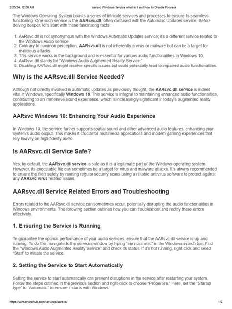 Agent Activation Runtime Aarsvc Windows Service What Is It And How To Disable Process Pdf