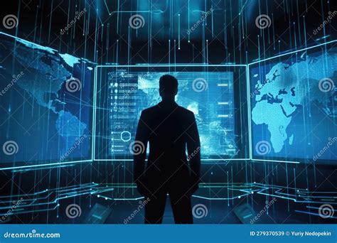 Hacker In A Dark Room Illuminated By Screens Displaying Complex Code And Digital Security