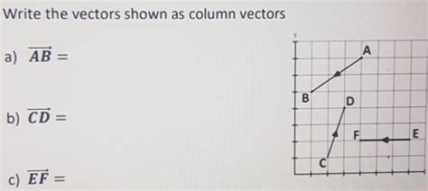 solved write the vectors shown as column vectors a vector ab b