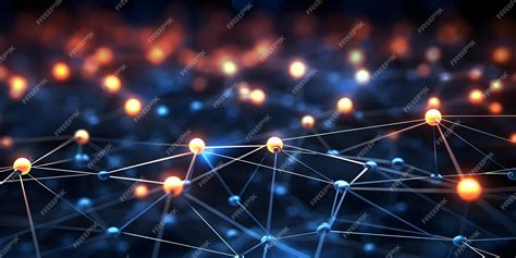 Illustration Of Interconnected Nodes In Network Diagram Against A Deep Blue Tech Background
