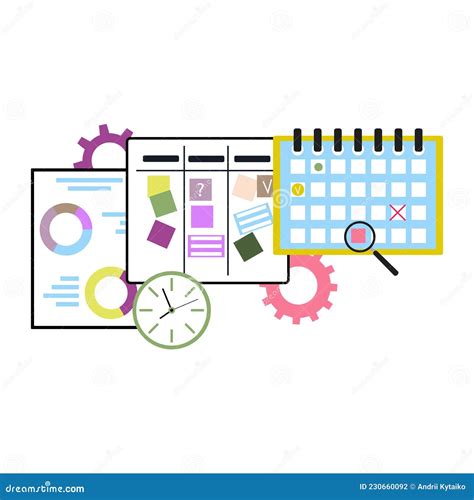 Kanban Vector Illustration Modern Scheduling System Explanation Scheme