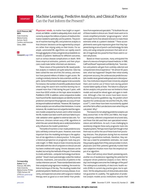 Predictive Analytics Healthcare Clinical Practice Pdf Electronic Health Record Analytics