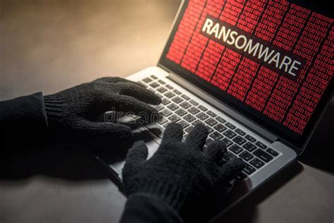 Male Hacker Hand Hacking Into Computer Operating System Stock Image