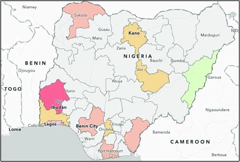 Map Of Nigeria Showing Prevalence Of Cryptococcal Antigenaemia At The
