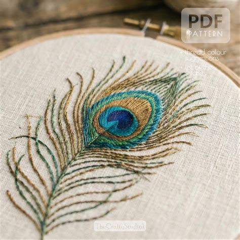 Hand Embroidery Peacock Feather Pattern Pdf Feather Embroidery Design