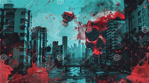 A Digital Art Piece Portraying The Devastation Caused By A Pandemic Stock Illustration