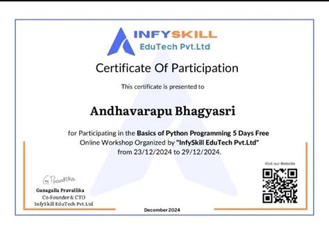 Bhagyasri Andhavarapu On Linkedin Pythonprogramming Infyskill