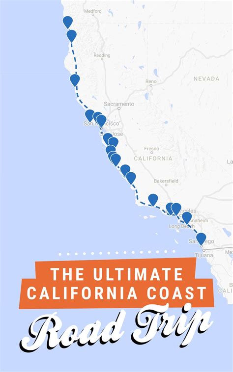 California Coast Map Road Trip