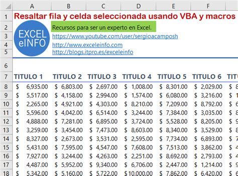 Resaltar Fila Y Celda Seleccionada En Excel Usando Vba Y Macros