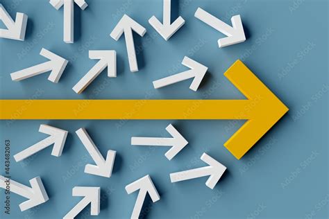 Many Arrows Pointing In Different Directions With One Arrow Showing Main Direction Over Blue