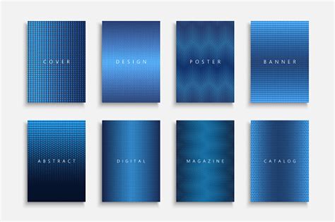 파란색 하프 톤 커버 템플릿 배경 플래 카드 브로셔 배너 전단지 등의 컬렉션 추상적 인 미니멀 한 점선 포스터 카드 프리젠