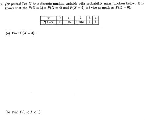 Solved 7 10 Points Let X Be A Discrete Random Variable
