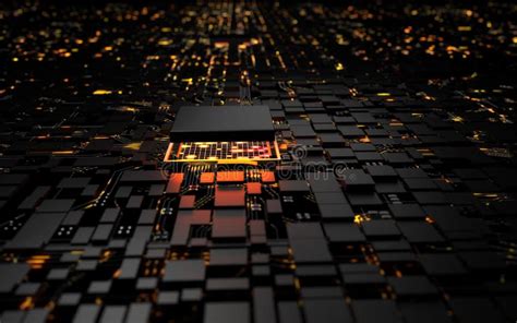 照明电路计算机主板上三维渲染微处理器cpu芯片组中央处理器单元 网络 库存例证 插画 包括有 核心 男人 256686784