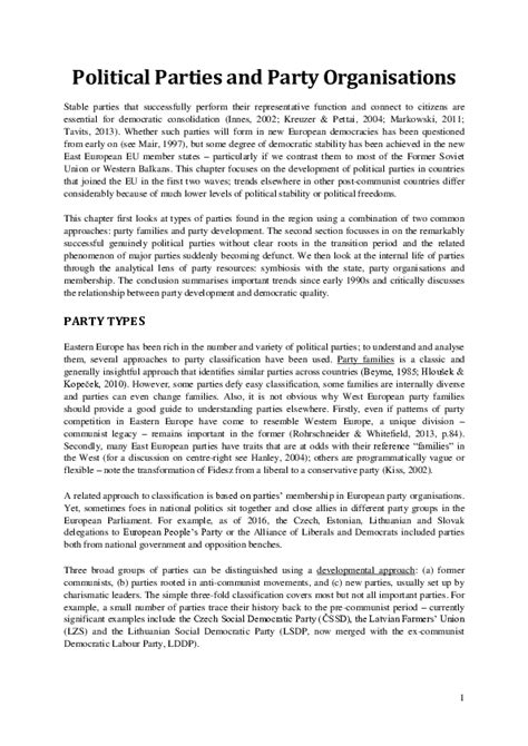 Pdf Political Parties And Party Organisations