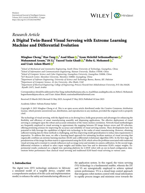 Pdf A Digital Twin Based Visual Servoing With Extreme Learning Machine And Differential Evolution
