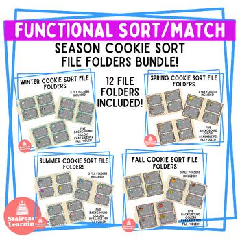 Season Cookie SORT File Folders BUNDLE By Staircase Learning TPT