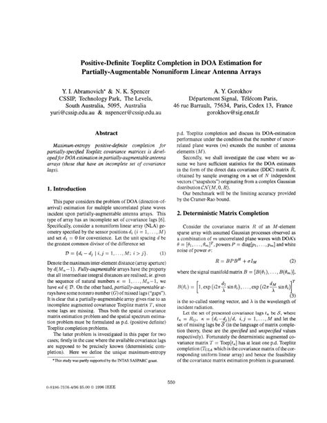 Pdf Positive Definite Toeplitz Completion In Doa Estimation For Partially Augmentable