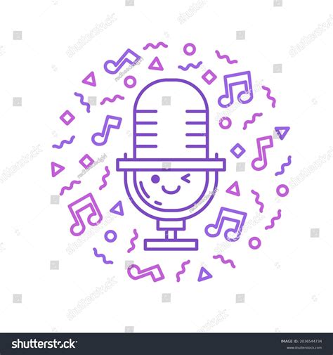 귀여운 마이크 문자의 선형 벡터 그림온라인 스톡 벡터로열티 프리 2036544734 Shutterstock
