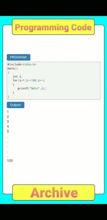 Print 1 To 100 C Programming Youtube