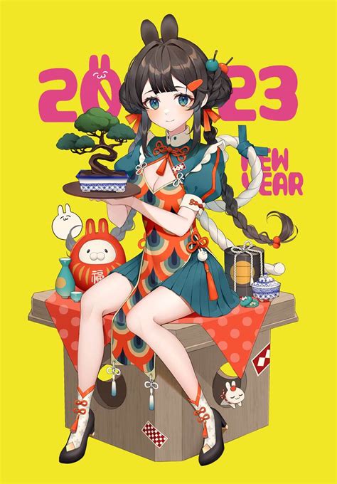 2023插画师うさもち。的麻花辫插画图片 Bobopic